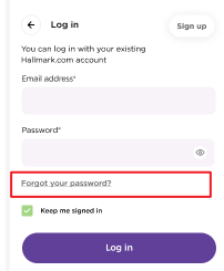 How can I change my password on the Hallmark Cards Now app?