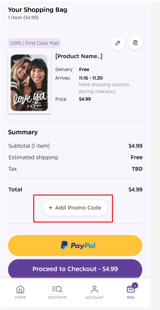 Checkout Process on the Hallmark Cards Now App