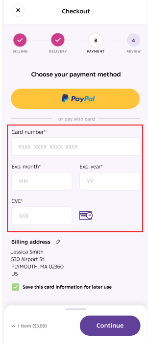Checkout Process on the Hallmark Cards Now App