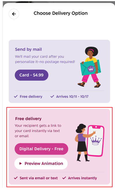 How do I send a card on the Hallmark Cards Now app?