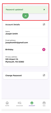 How can I change my password on the Hallmark Cards Now app?