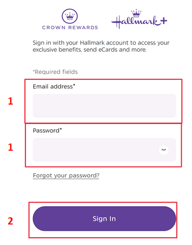 How do I log into the Hallmark Cards Now mobile app?