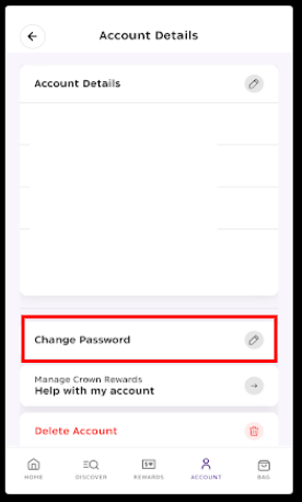How can I change my password on the Hallmark Cards Now app?